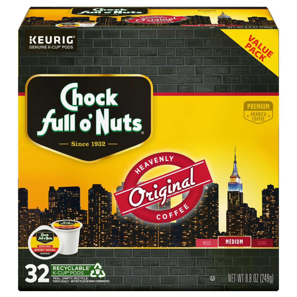 NEW-Chock full o’Nuts® K-Cup® Pods - Heavenly Original - Medium Roast ...